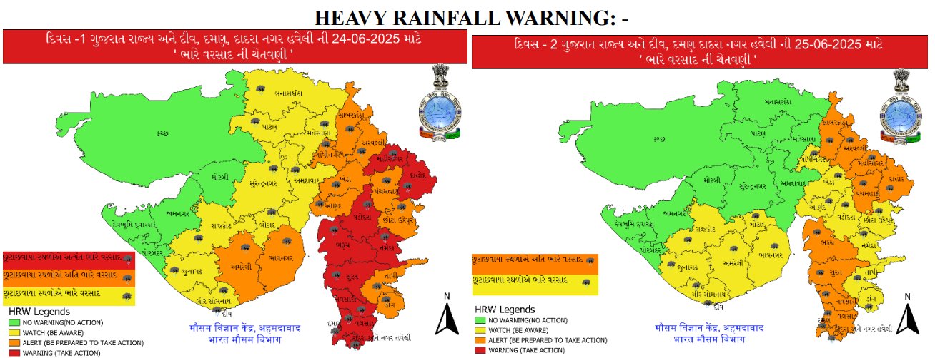 IMD issues Red Alert for extremely heavy rainfall in 8 districts of Gujarat including Surat ...