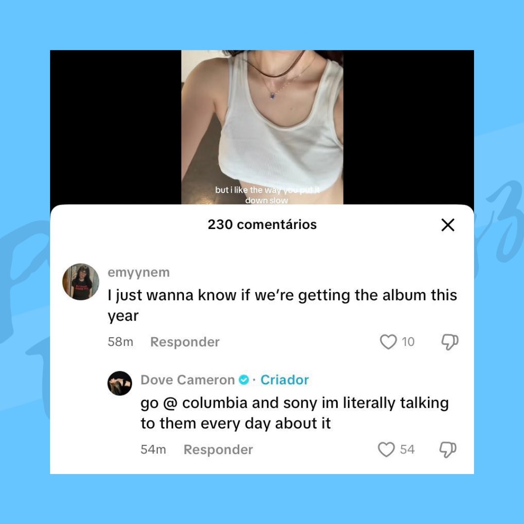 Dove Cameron reveals that her record label, Columbia Records, is ...