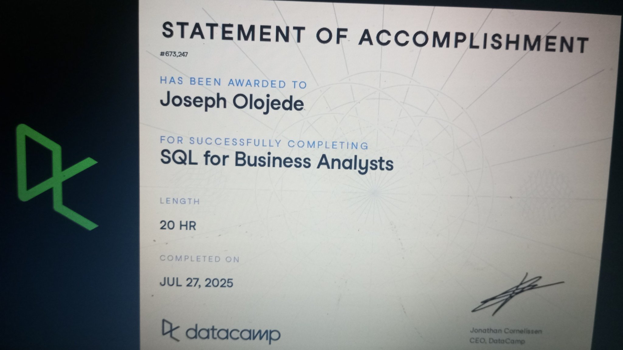 Edx Statement Of Accomplishment