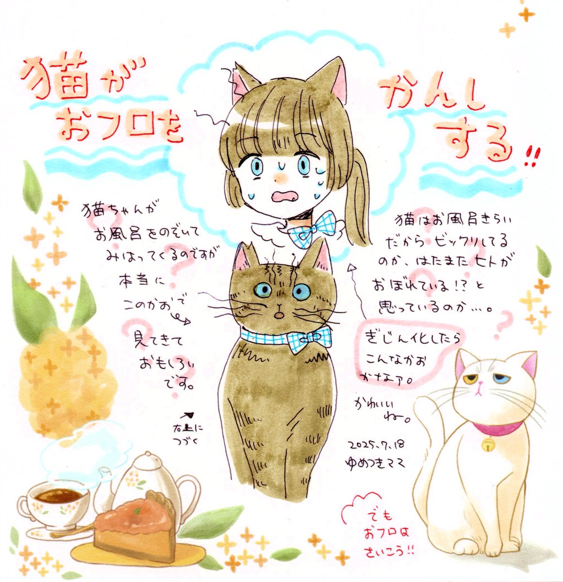 「ネコ 毎日 見る。ニンゲンの フロ。 」ゆめつきママ🌸C106日曜南1【p-17b】の漫画