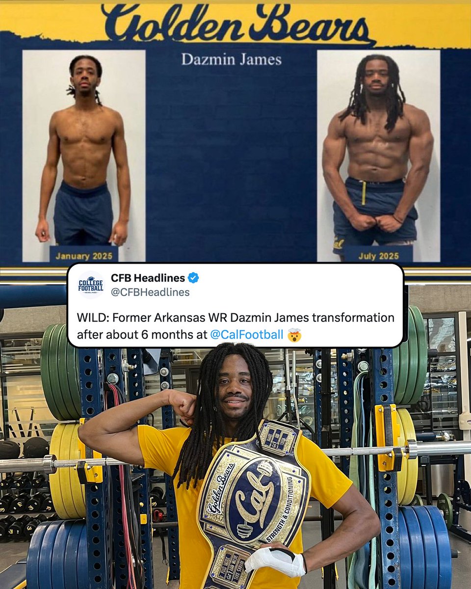 Rate 6 month transformation for University of Cal football player ...