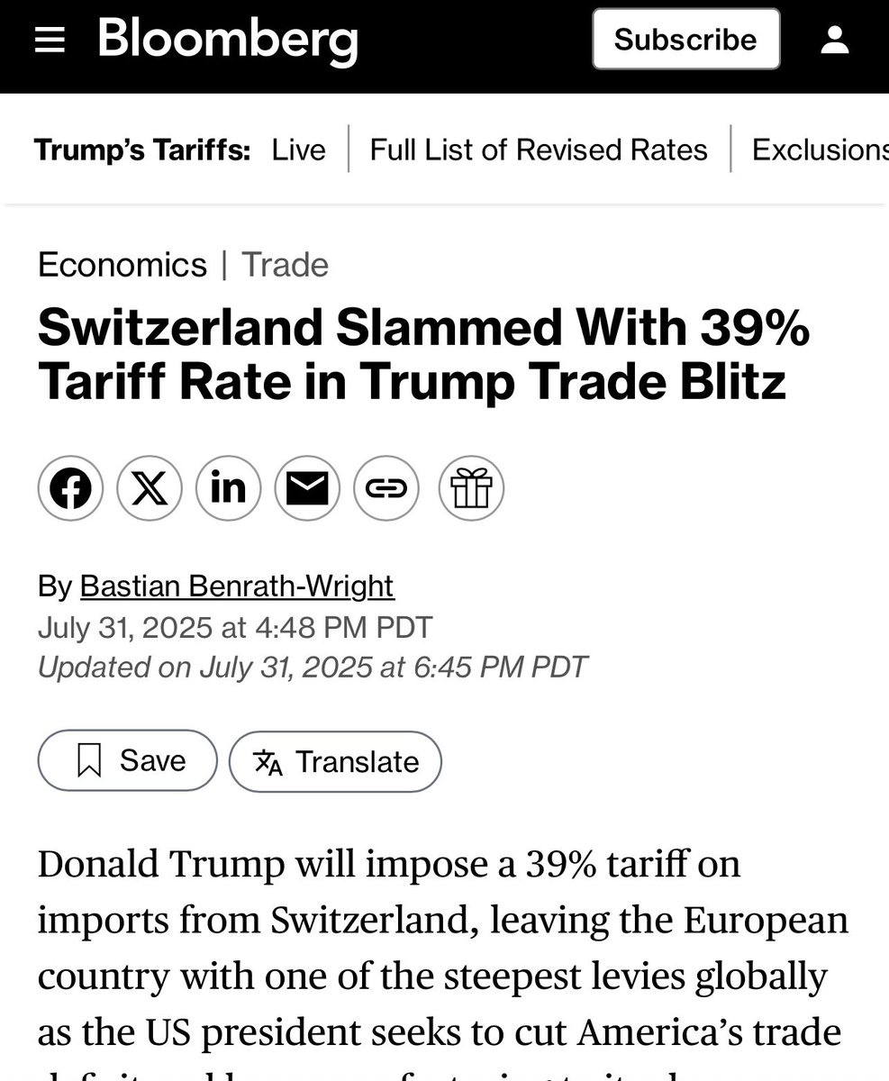 Trump Slaps 39% Tariff on Swiss Imports, Upending Trade Talks ...