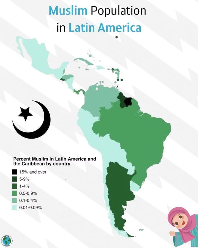 This map shows us how Muslim the population across Latin America is.