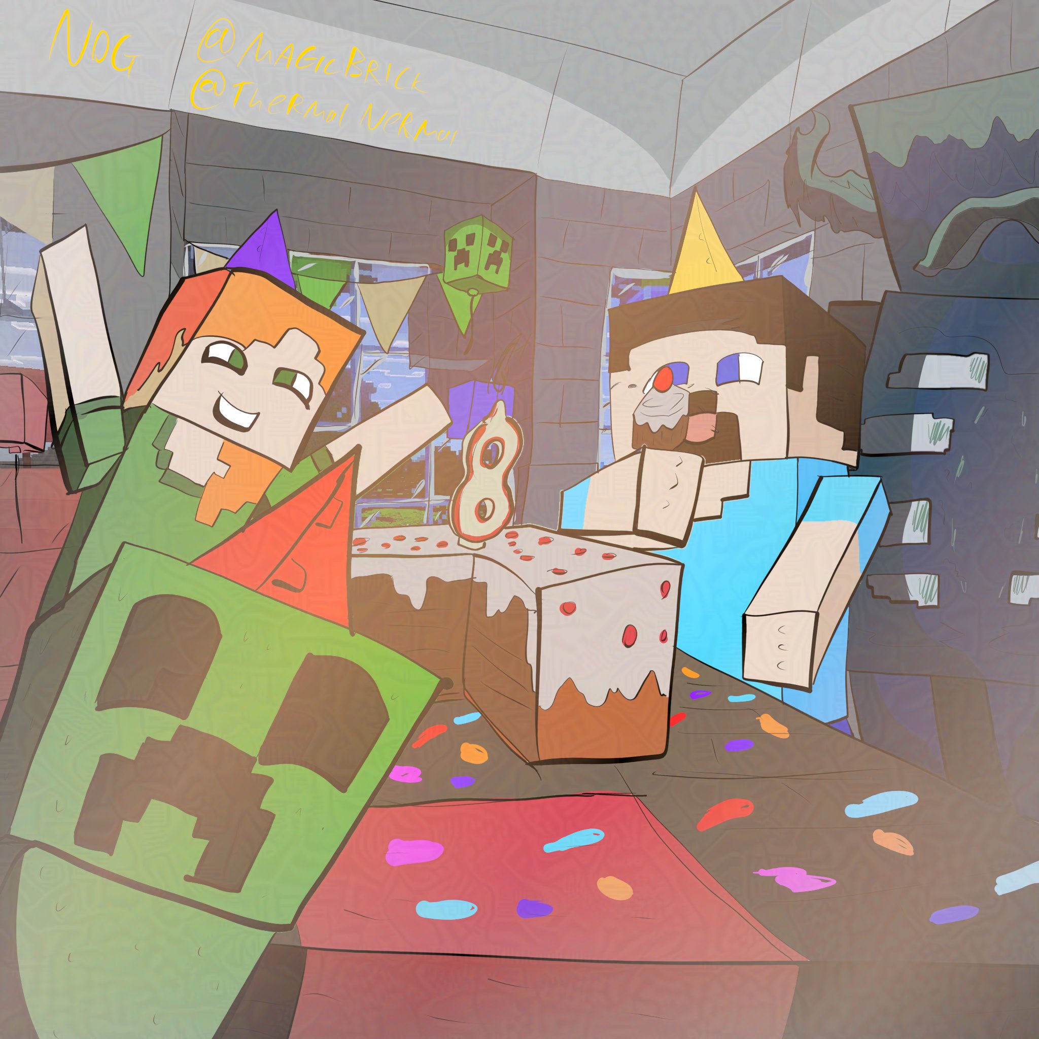 Cartoon Minecraft Drawings Cakes