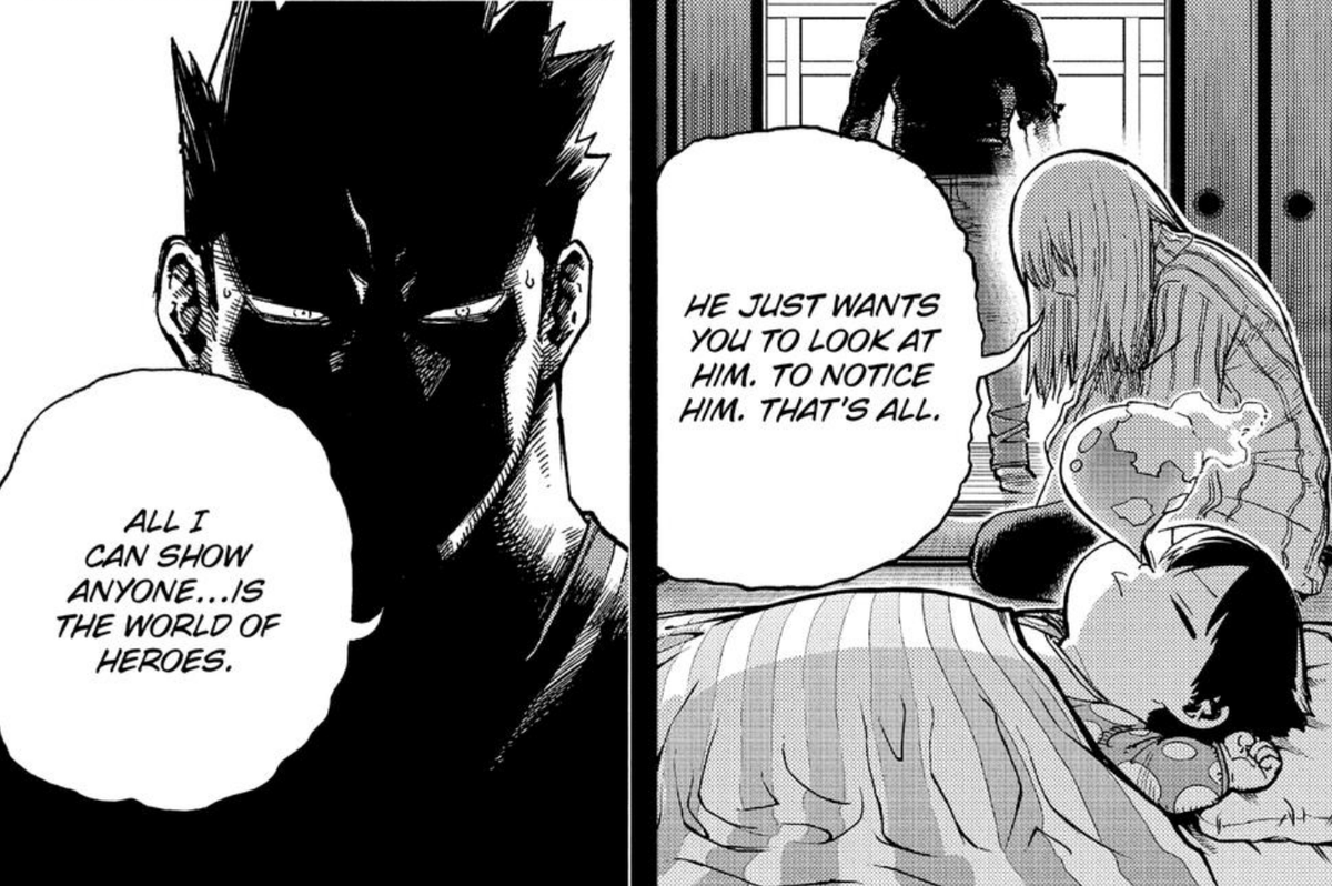 One when Shoto is born Enji's stare is not normal at all. It's a very ...