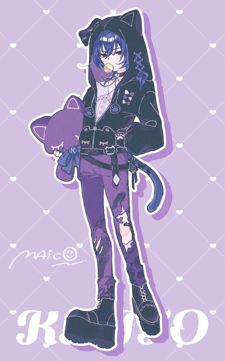 「25時、にゃいとこーどで。 ˚ ₊⁎KAITO⁎⁺˳ ༚ #prsk_FA」|MAiCO🥕 Pa!5_0425のイラスト