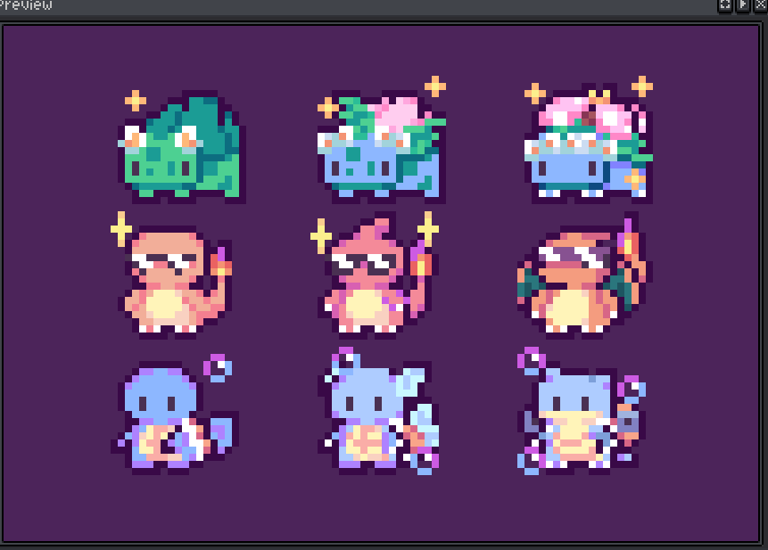 Pokemon Starter Pixel Art