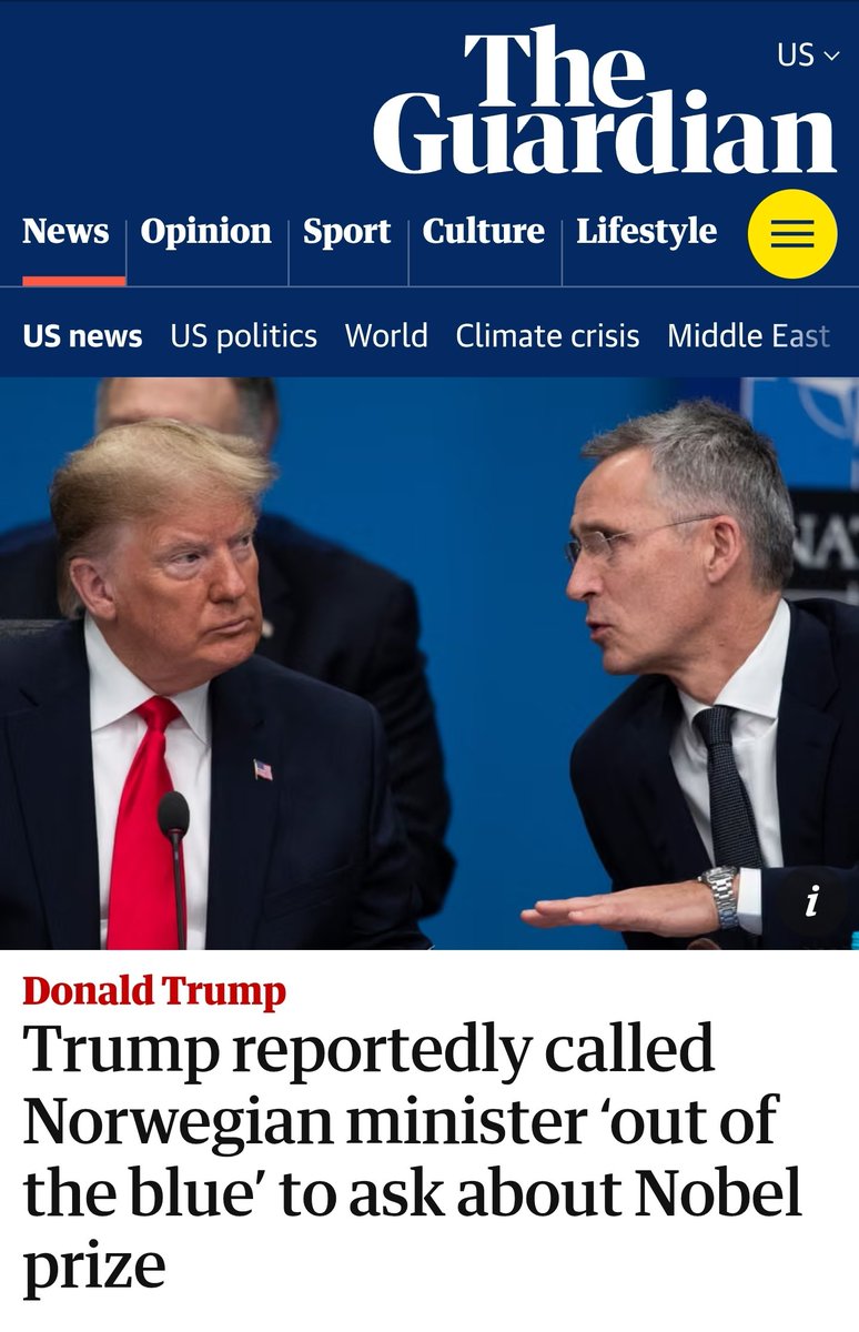 Trump cold-called Norwegian minister to ask about Nobel Peace Prize ...