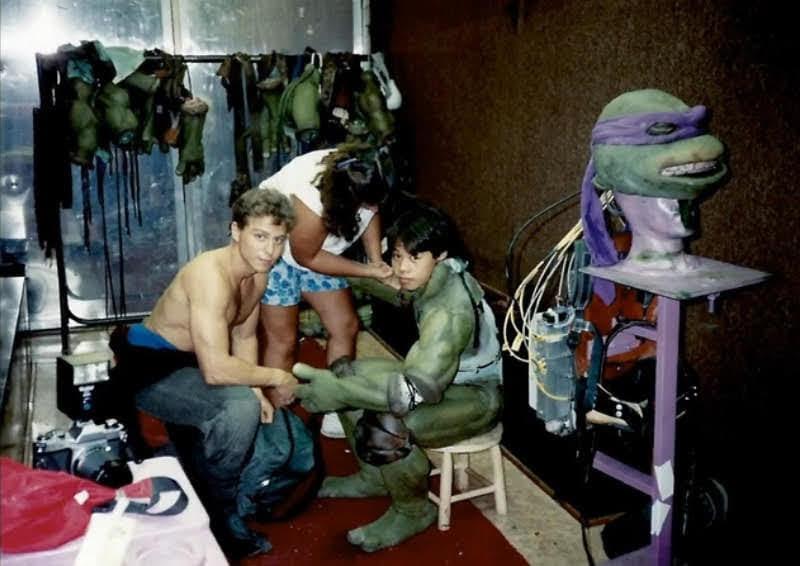 A behind-the-scenes photo from Teenage Mutant Ninja Turtles (1990 ...