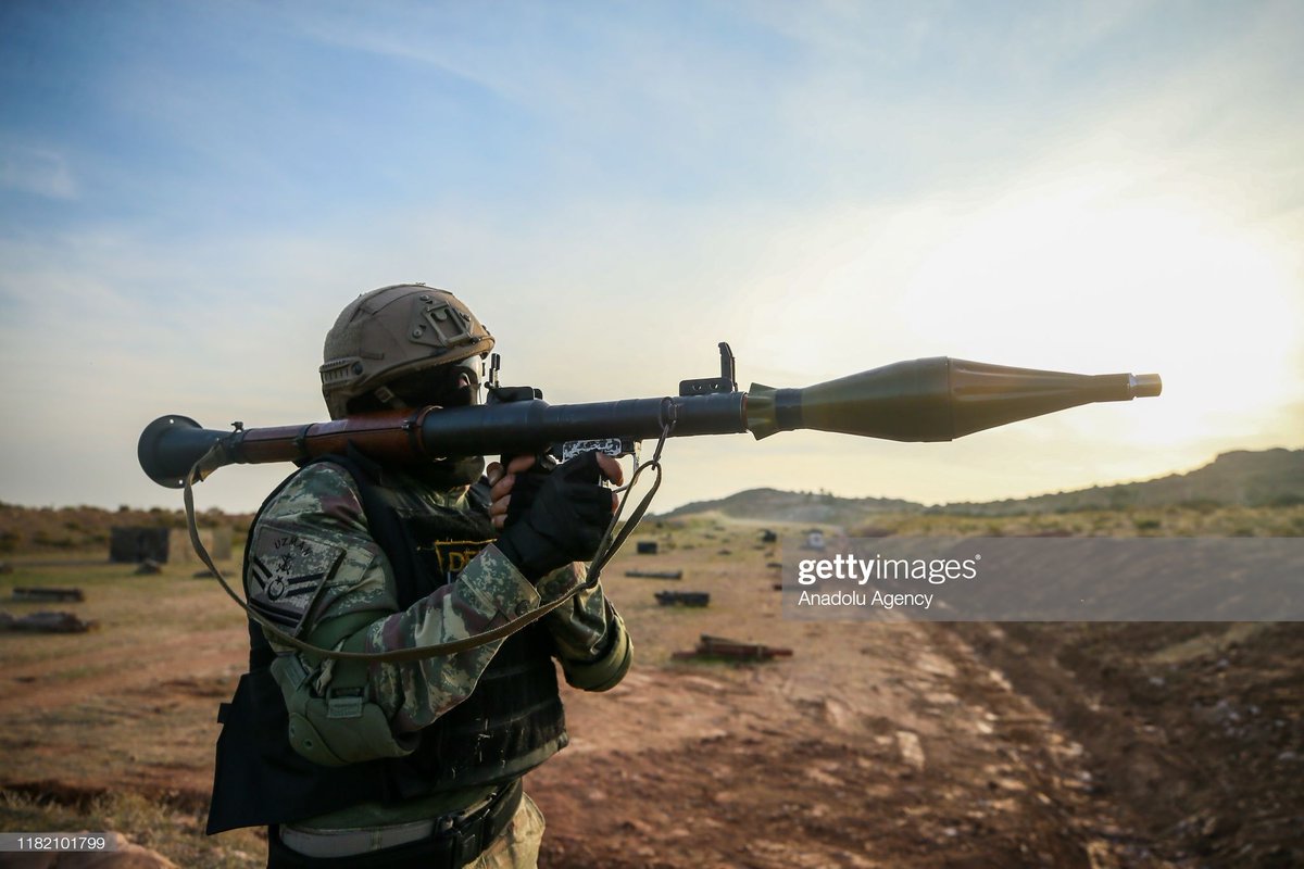 Turkish Marine of firing range with an RPG-7, 2019 period.