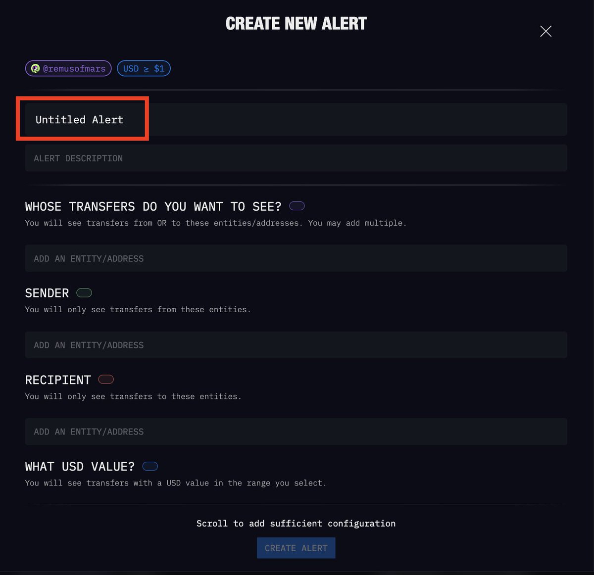 How to set an alert for new trades: 1) Click ‘Create Alert’ to go to ...