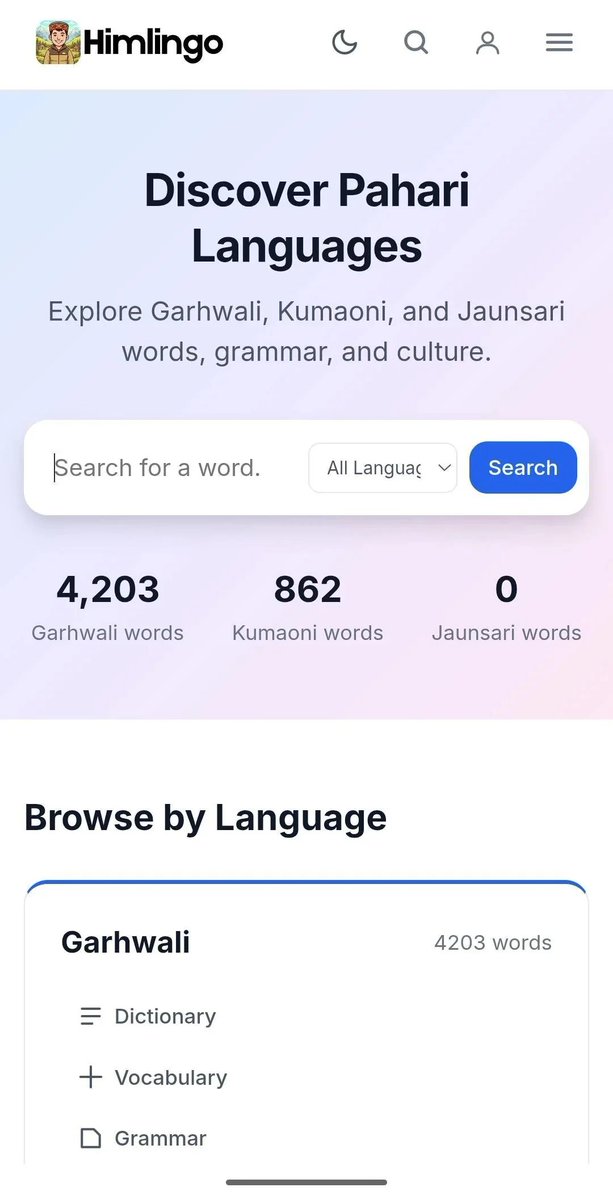 Kudos to whoever made this app to learn Pahari languages.