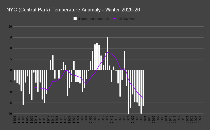 This winter has been a cold one in NYC. The coldest December/January ...