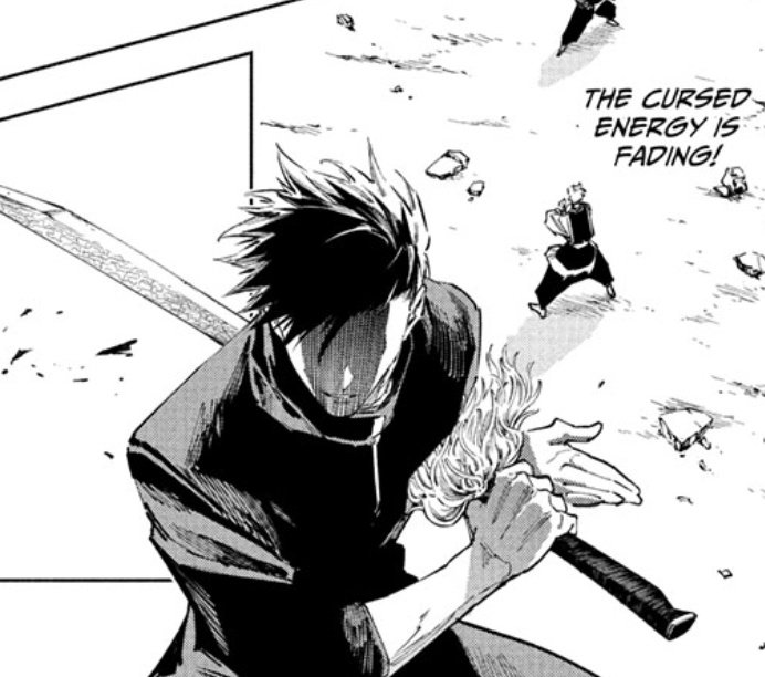 the cursed energy fading and the split soul katana making its ...
