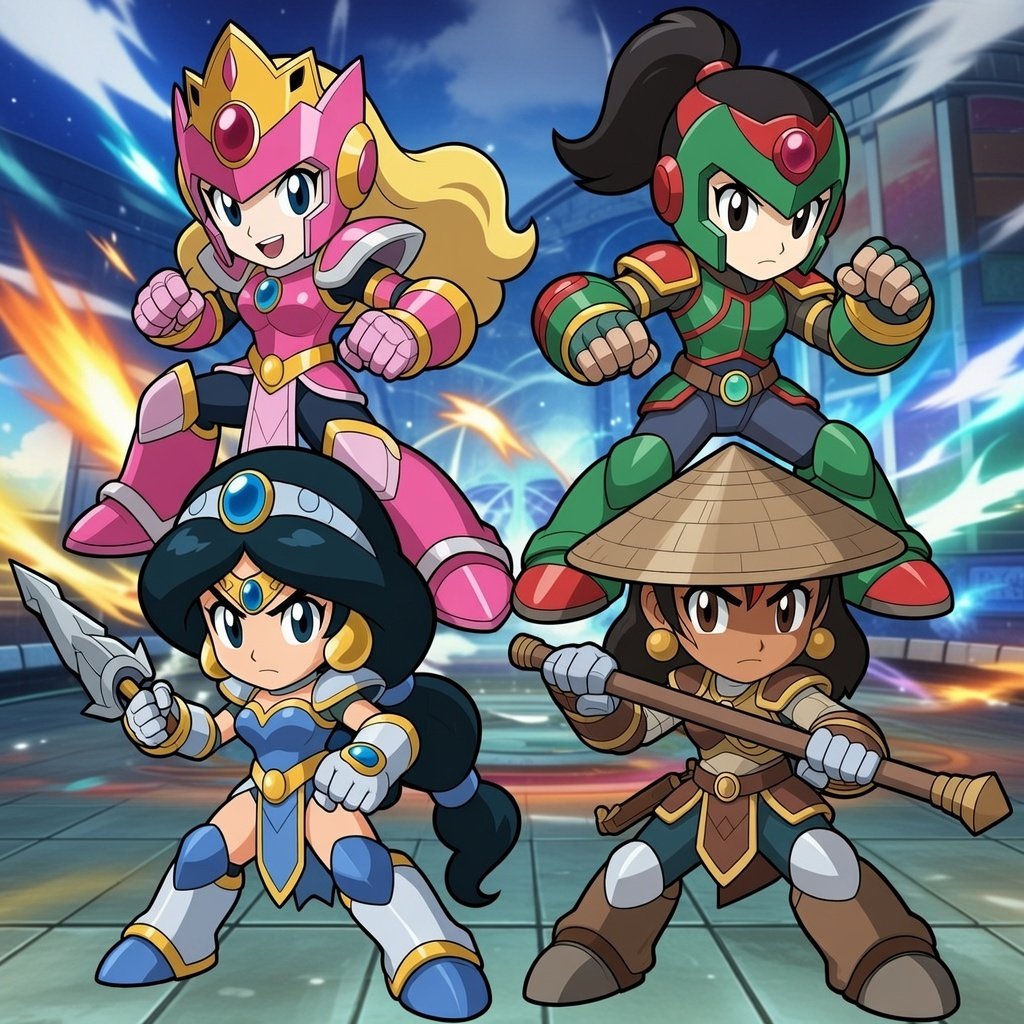 Disney Princess in megaman style Aurora - Jasmine - Mulan - Raya # ...