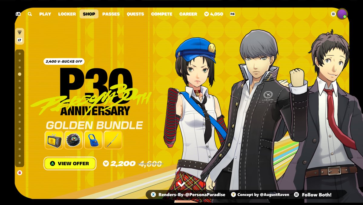 FORTNITE X PERSONA 30TH ANNIVERSARY [CONCEPT] GOLDEN BUNDLE - YU ...