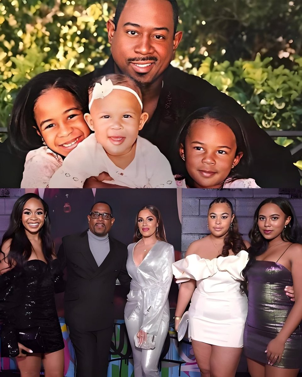 Martin Lawrence and his three daughters, then and now.