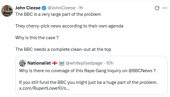 John Cleese quote posting and agreeing with Nationalists We have turned ...