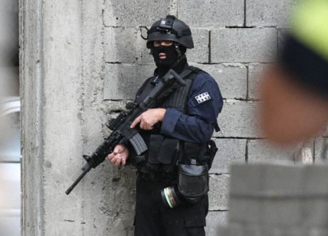 Tbilisi Police Department SWAT Team member armed using Colt M4A1 5.56mm ...