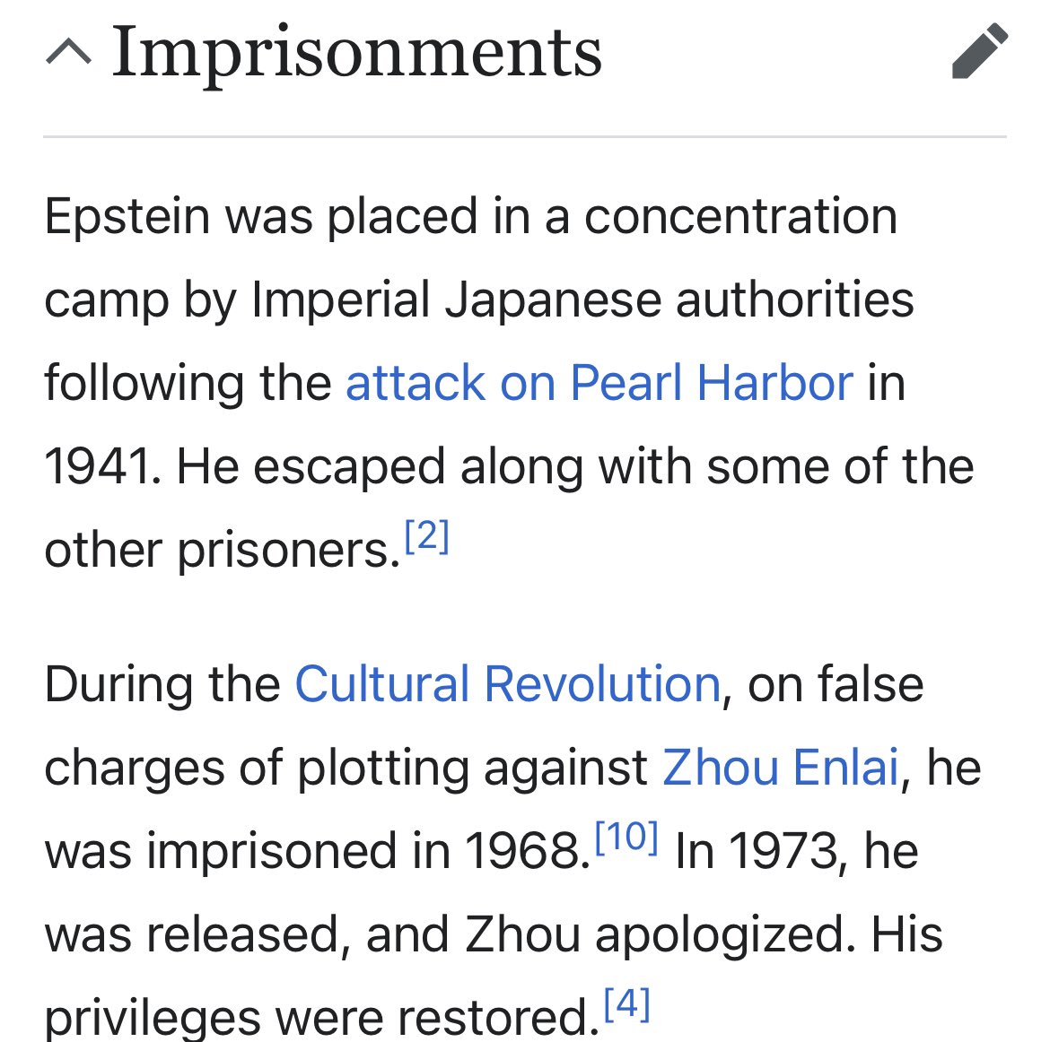 Found the most insane Wiki page for Israel Epstein who was a CCP member ...