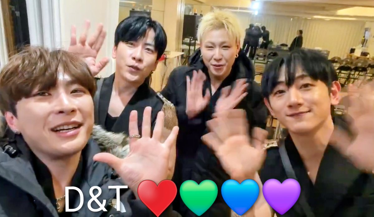 ライブ 初日 祝 D&T ♥️ジュンヨン 💚ちほ 💙テラン 💜ジョンジョ #新大久保 #Re_live #バラードgroup @DNT ...