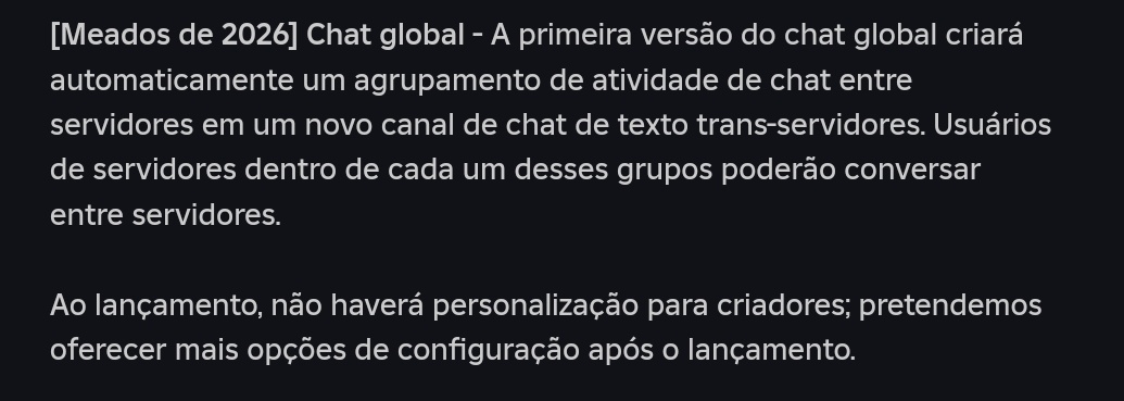 O chat global ficará numa aba SEPARADA do chat do servidor (semelhante ...