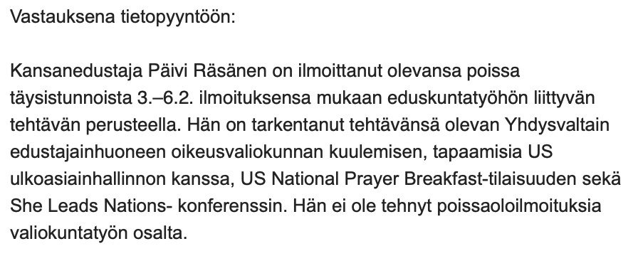 Matkaako Räsänen seuraavaksi eduskuntatyöhön liittyvän tehtävän ...