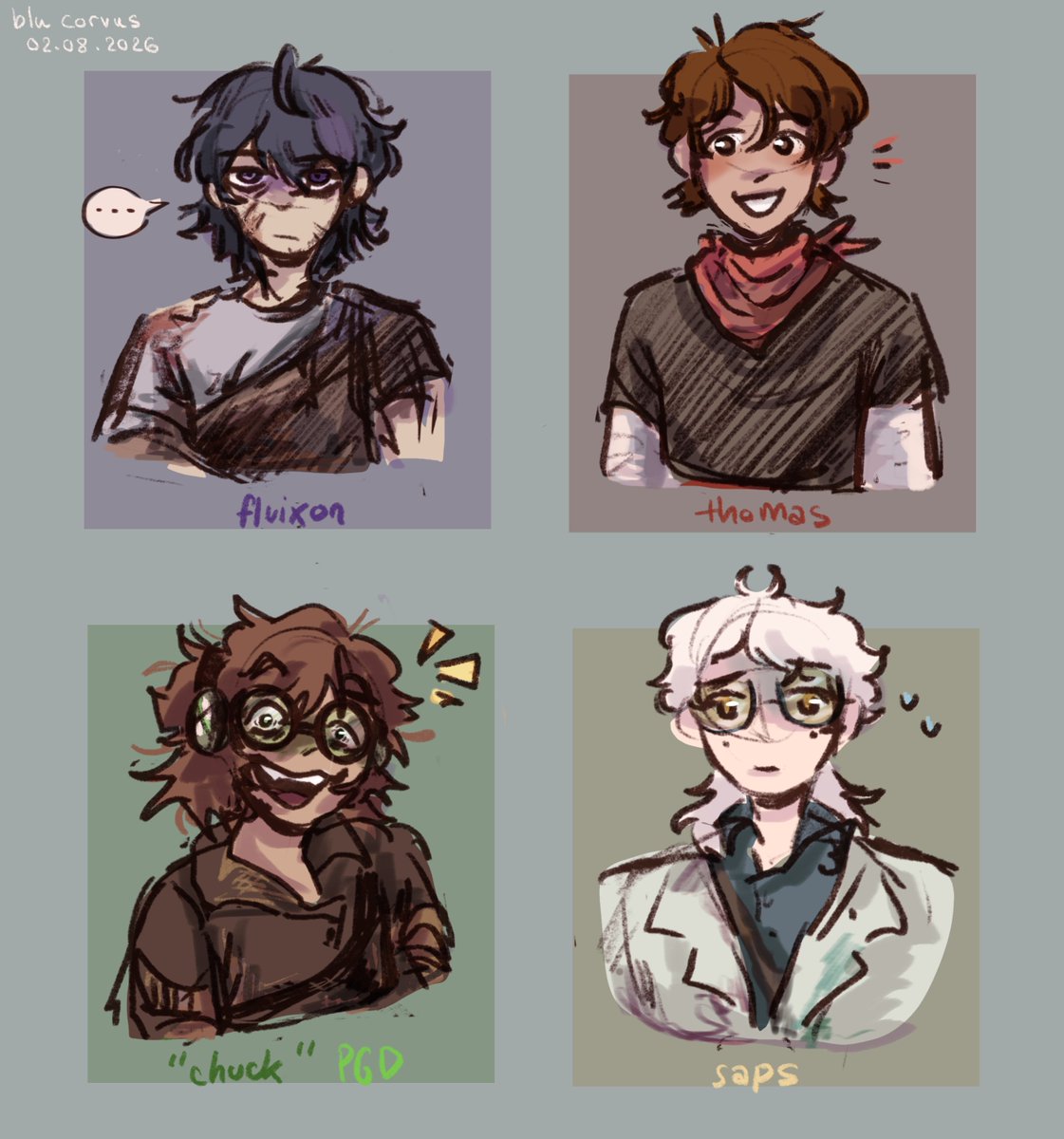 doodles of some characters whose POVs i saw (ft. flux, thomas, chuck ...
