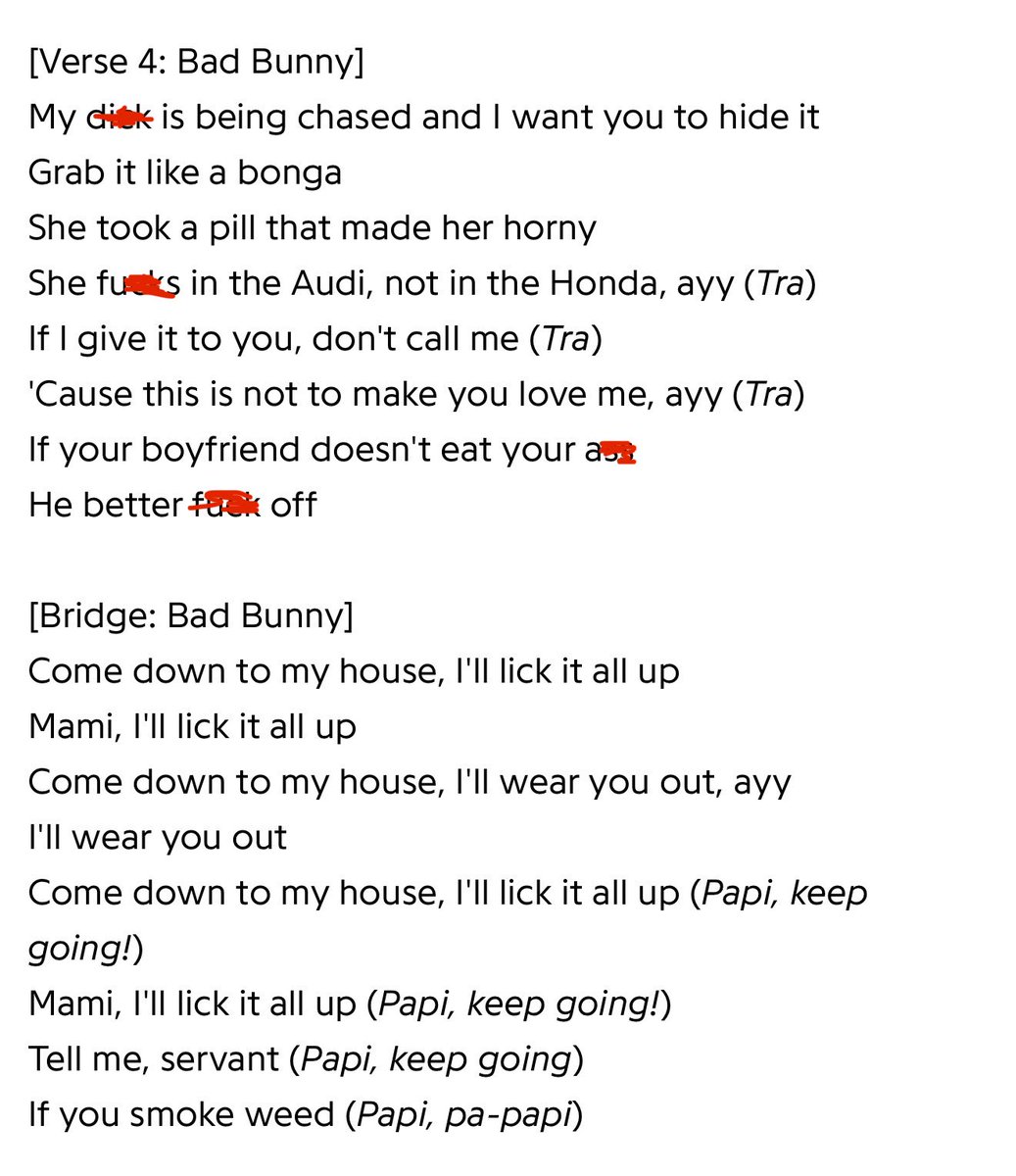 I was just made aware of the lyrics of Bad Bunny’s song called ...