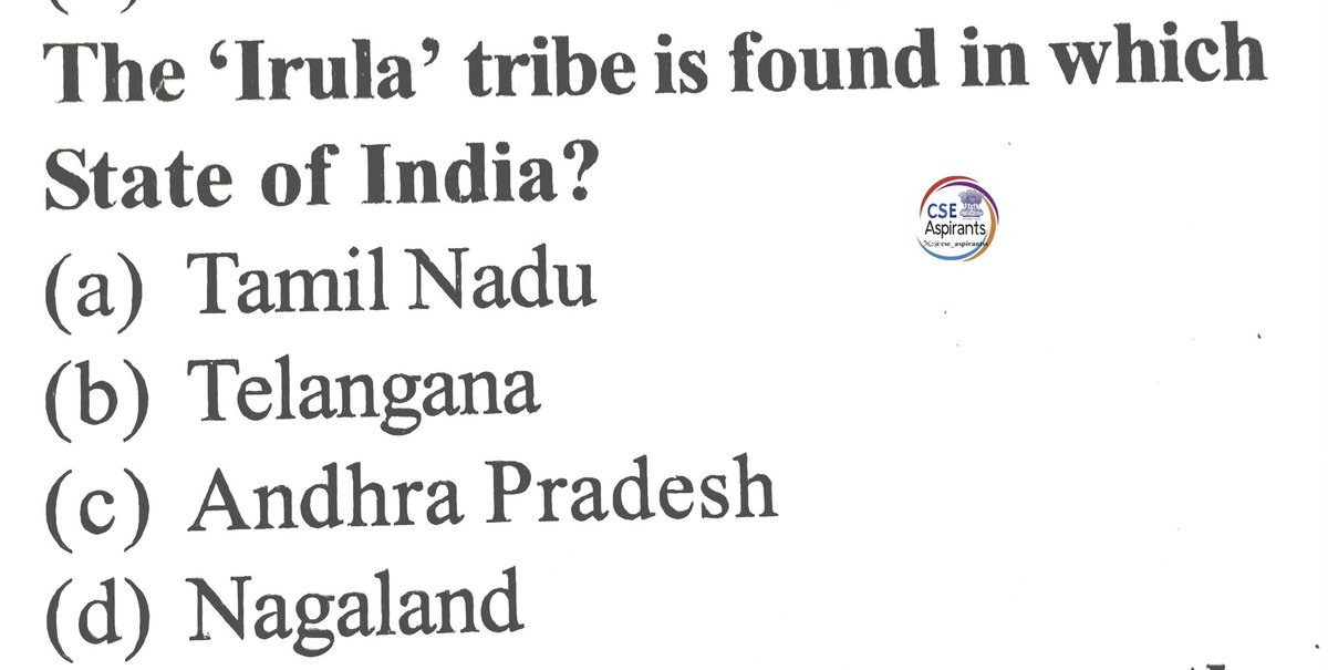 The 'Irula' tribe is found in which State of India