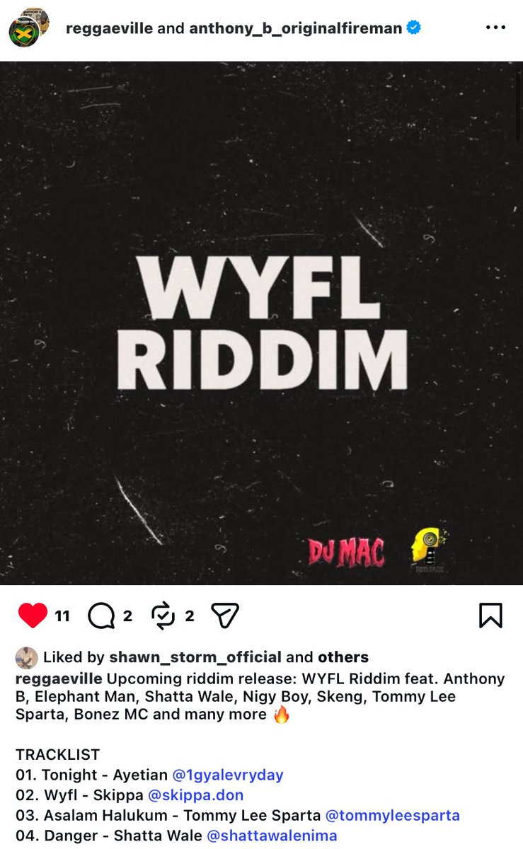 Well, let me educate you guys here, Reggae Ville posting 'WYFL Riddim ...