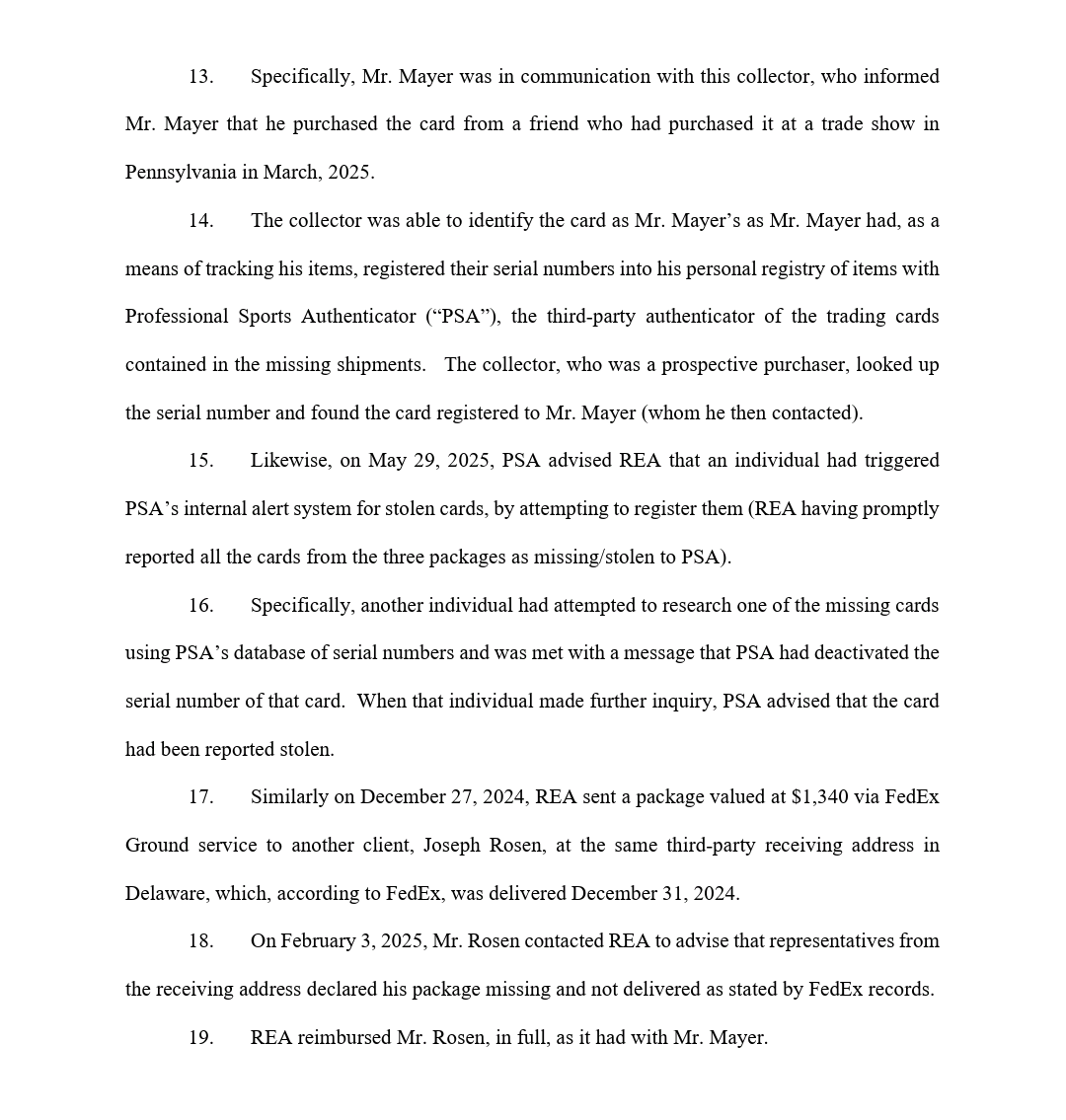 @Paul_Lesko This new case is likely why FedEx was dismissed. REA filed ...