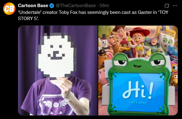 Fake Toby Fox Toy Story 5 Casting Sparks Undertale Fan Hoax