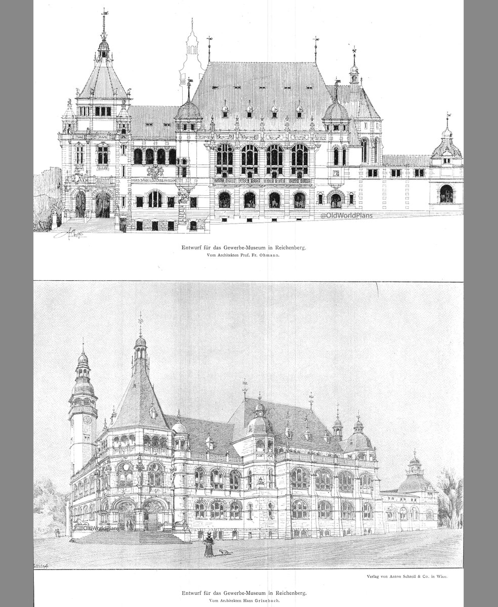Two 1897 architectural proposals for the Gewerbe-Museum (Craft Museum ...