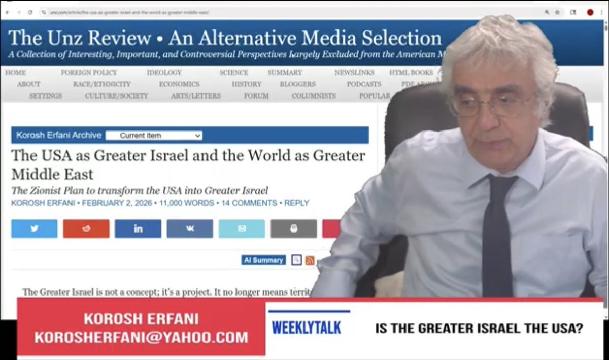 Korosh Erfani: The USA as Greater Israel and the World as Greater ...
