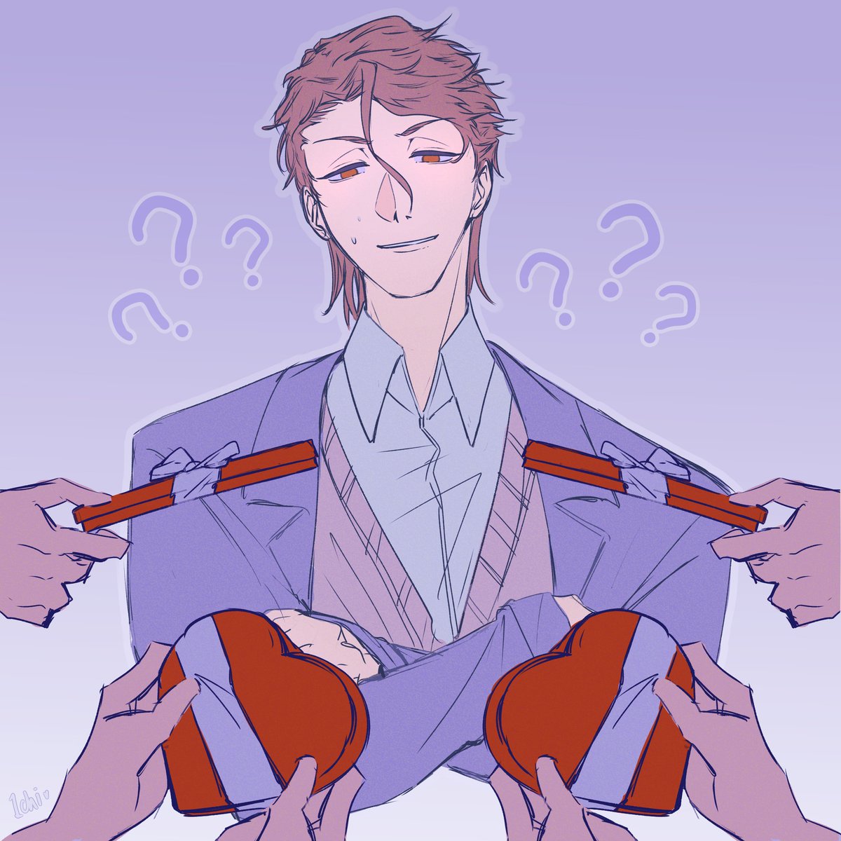 (modern au) happy valentine!!~ 💝🥰💖 oh.. but why you look confused aizen ...