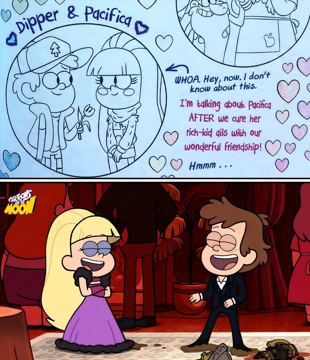 Desde ese comic canon dónde Pacífica abraza a Dipper, al final se ve ...