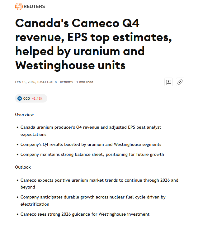 Why did Cameco shares drop 3% on Friday after posting Q4 #Uranium & # ...