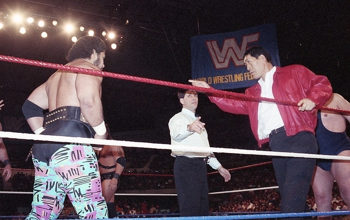 Giant Baba appears at a WWF Superstars TV taping in in Phoenix with ...