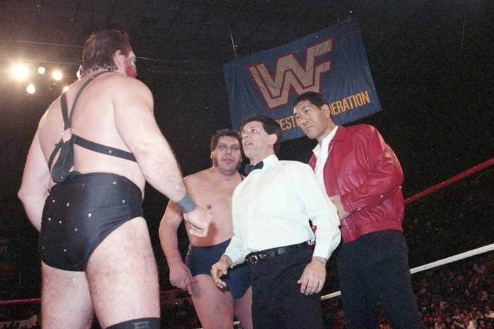 Giant Baba appears at a WWF Superstars TV taping in in Phoenix with ...