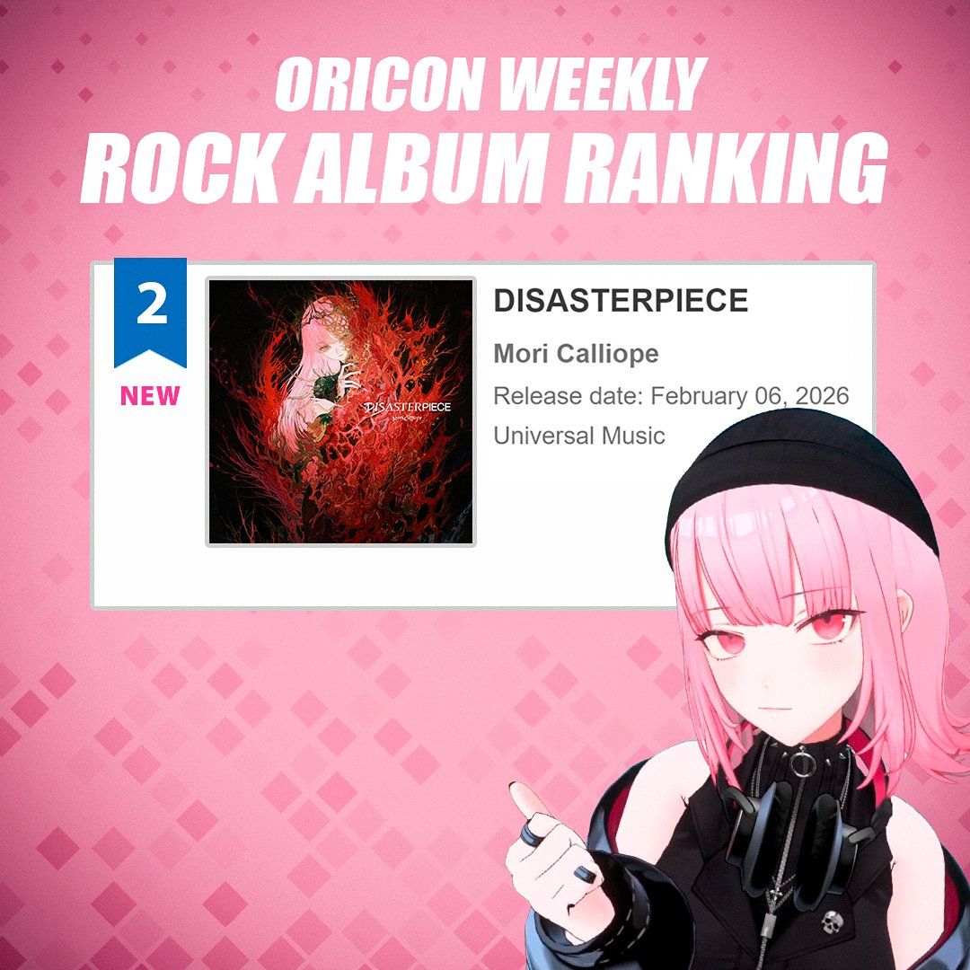 DISASTERPIECE has ranked in 2nd place on Oricon's weekly rock album ...