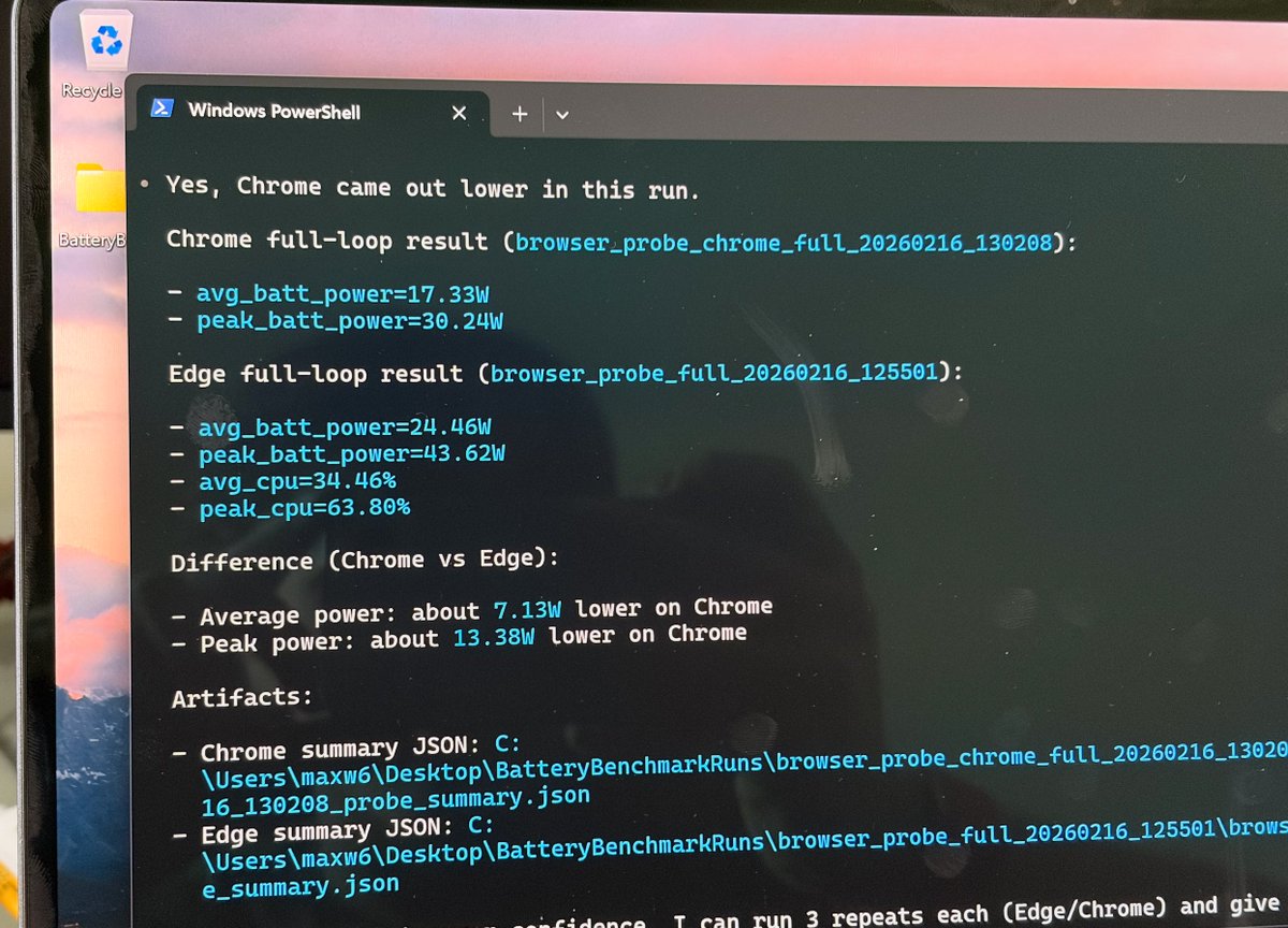 Working on a web battery loop and noticed that edge was using more ...