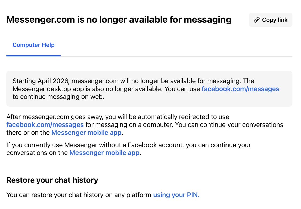 MESSENGER(dot)COM SHUTTING DOWN IN APRIL Months after shutting down ...