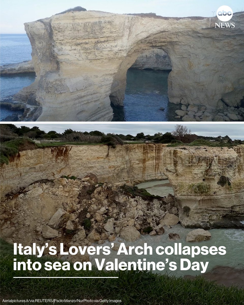 An iconic Italian landmark known as the “Lovers’ Arch” collapsed into ...