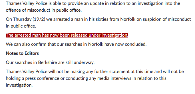 UPDATE - Police release a statement that Andrew has been "released ...