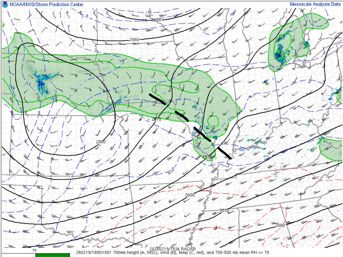 Slowly clearing out the warm sector as strong winds aloft arrive. We ...