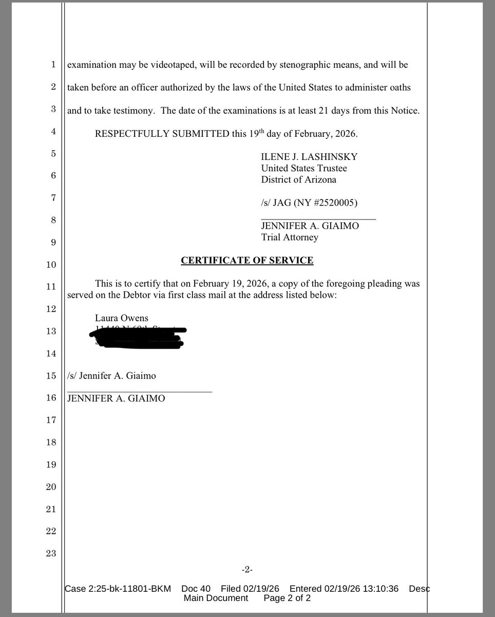 Docket Update and Court Documents for the Chapter 7 Bankruptcy Case of ...