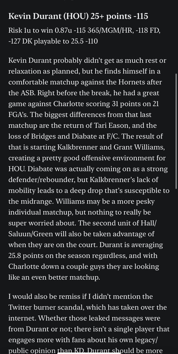 Bennedict Mathurin o21.5 PRA -118 Kevin Durant 25+ points -115 Gui ...