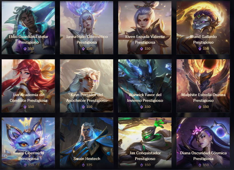 Mythic Shop Skins Update this patch: Hextech Skins: 125ME each -Hextech ...