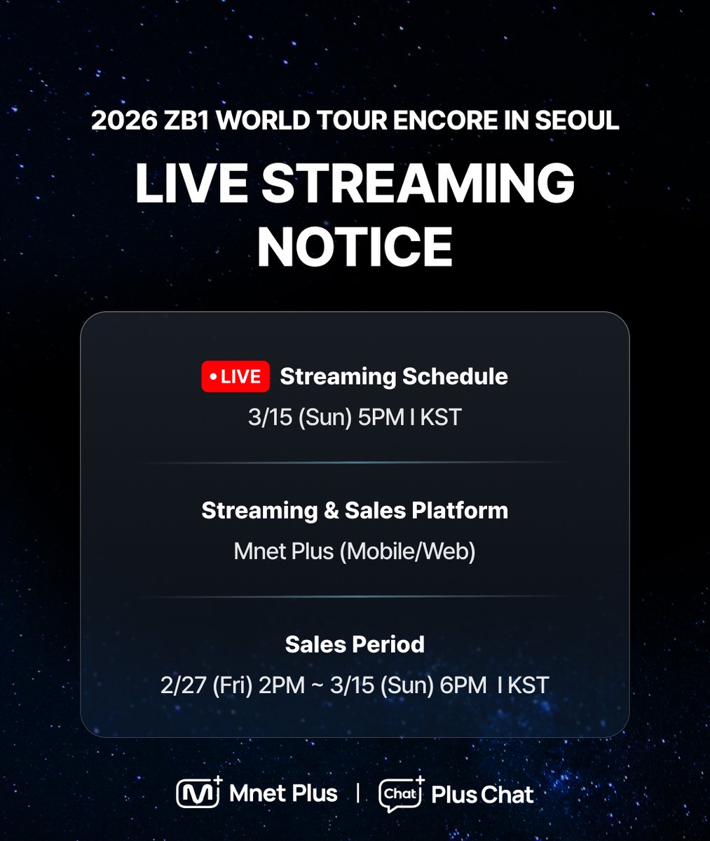 📢#𝐌𝐧𝐞𝐭𝐏𝐥𝐮𝐬 Live Streaming Notice 2026 ZEROBASEONE WORLD TOUR [HERE＆NOW ...